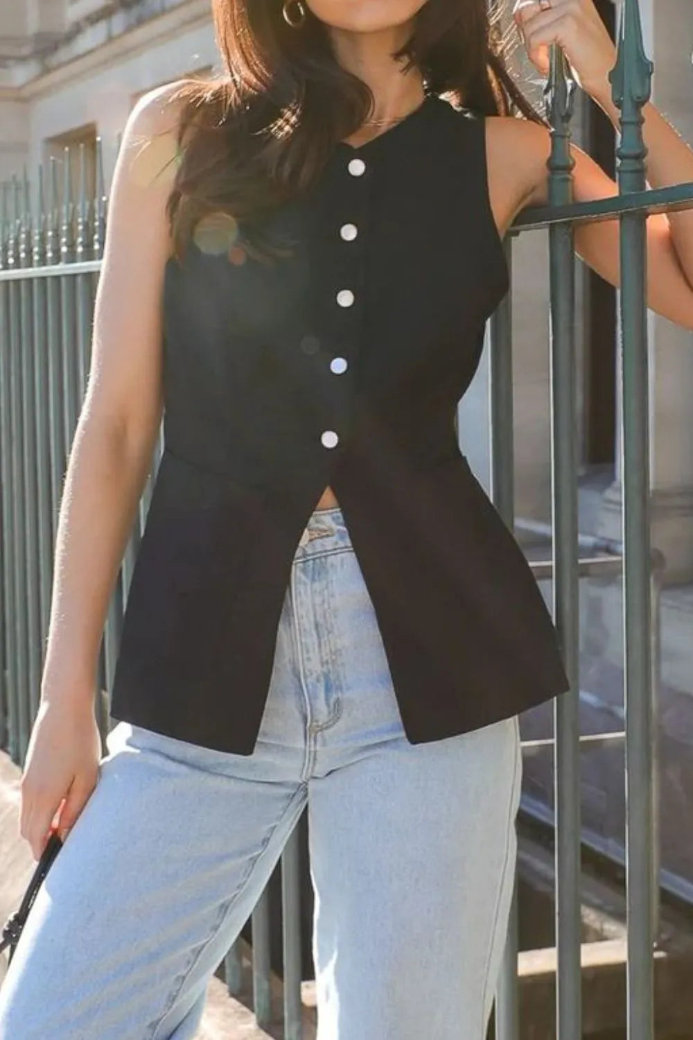 Button Down V-Neck Vest – Charming Charlie