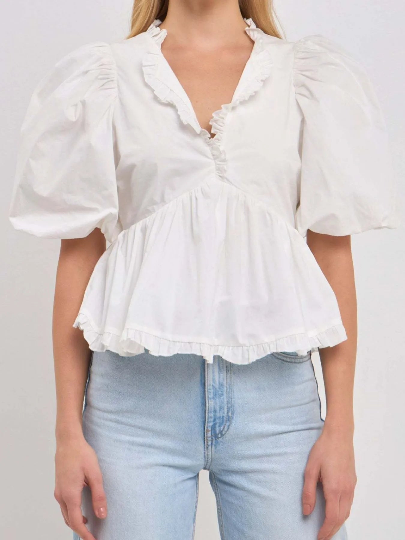 Puff Sleeve Peplum Blouse – Charming Charlie