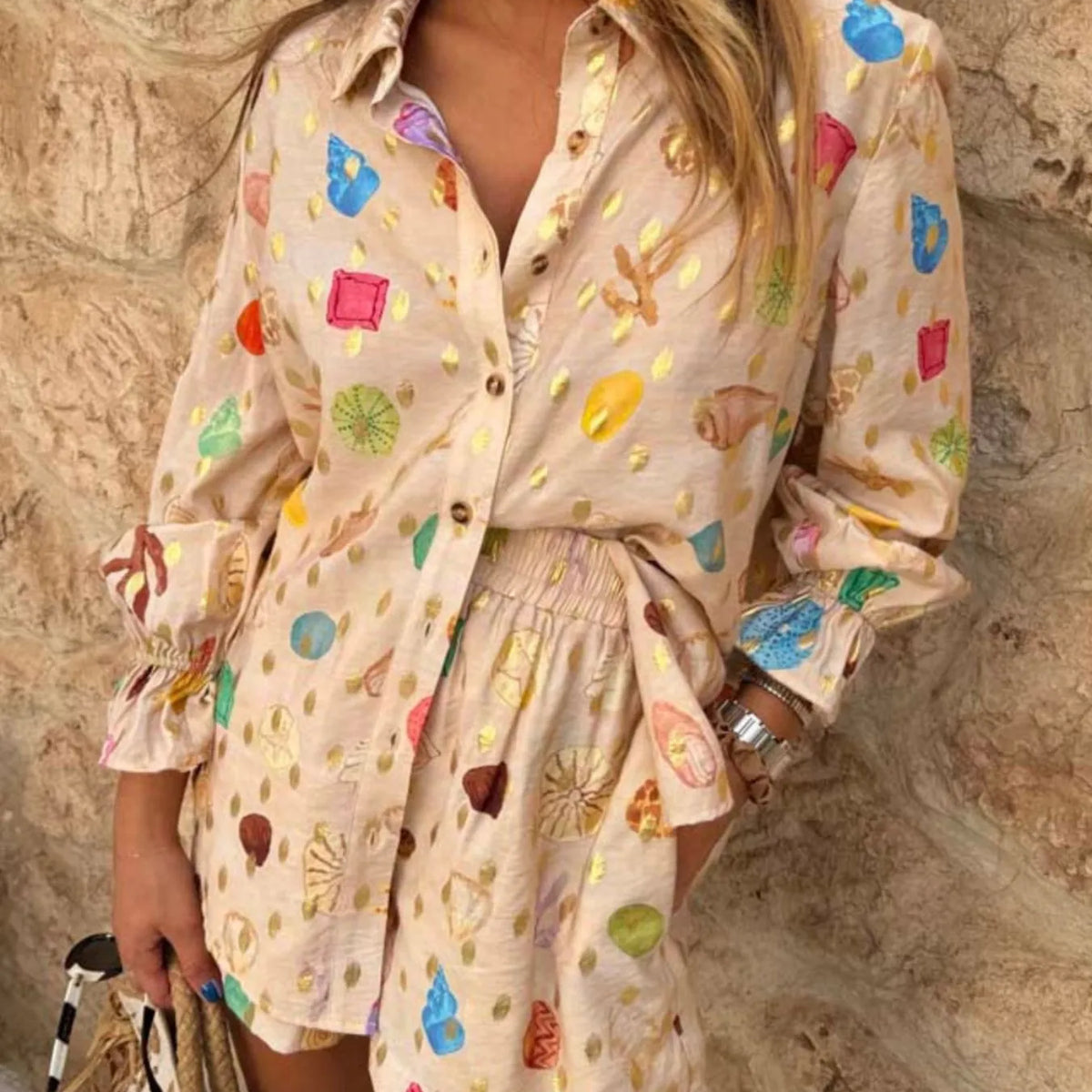 Colorful Print Shirt and Shorts Matching Set – Charming Charlie