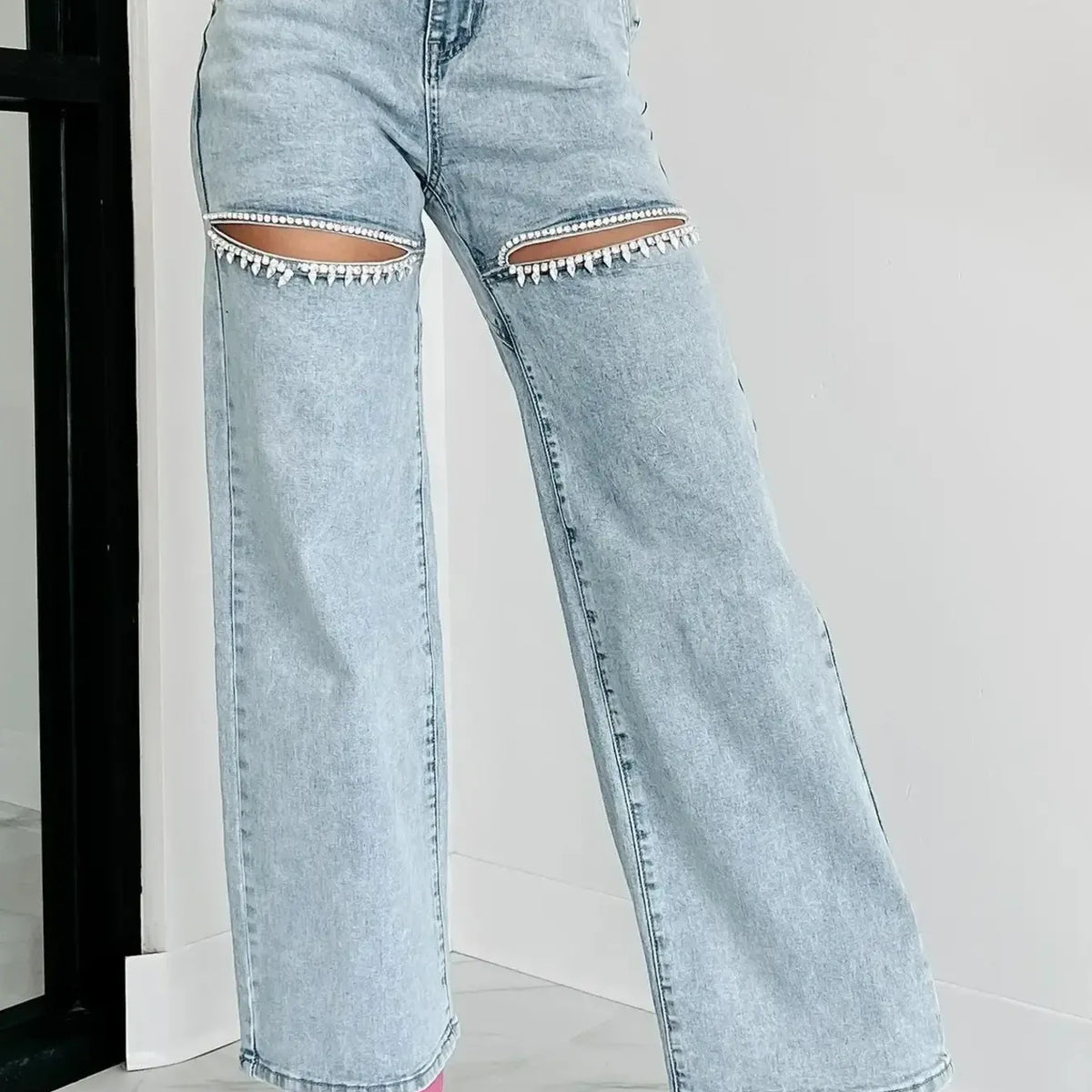 High Waist Cut-Out Wide Leg Jeans – Charming Charlie