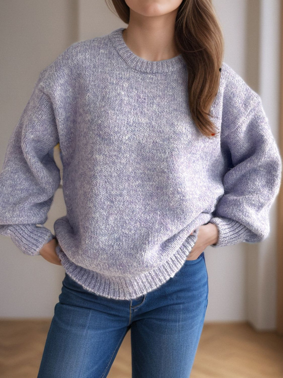 Round Neck Long Sleeve Sweater – Charming Charlie