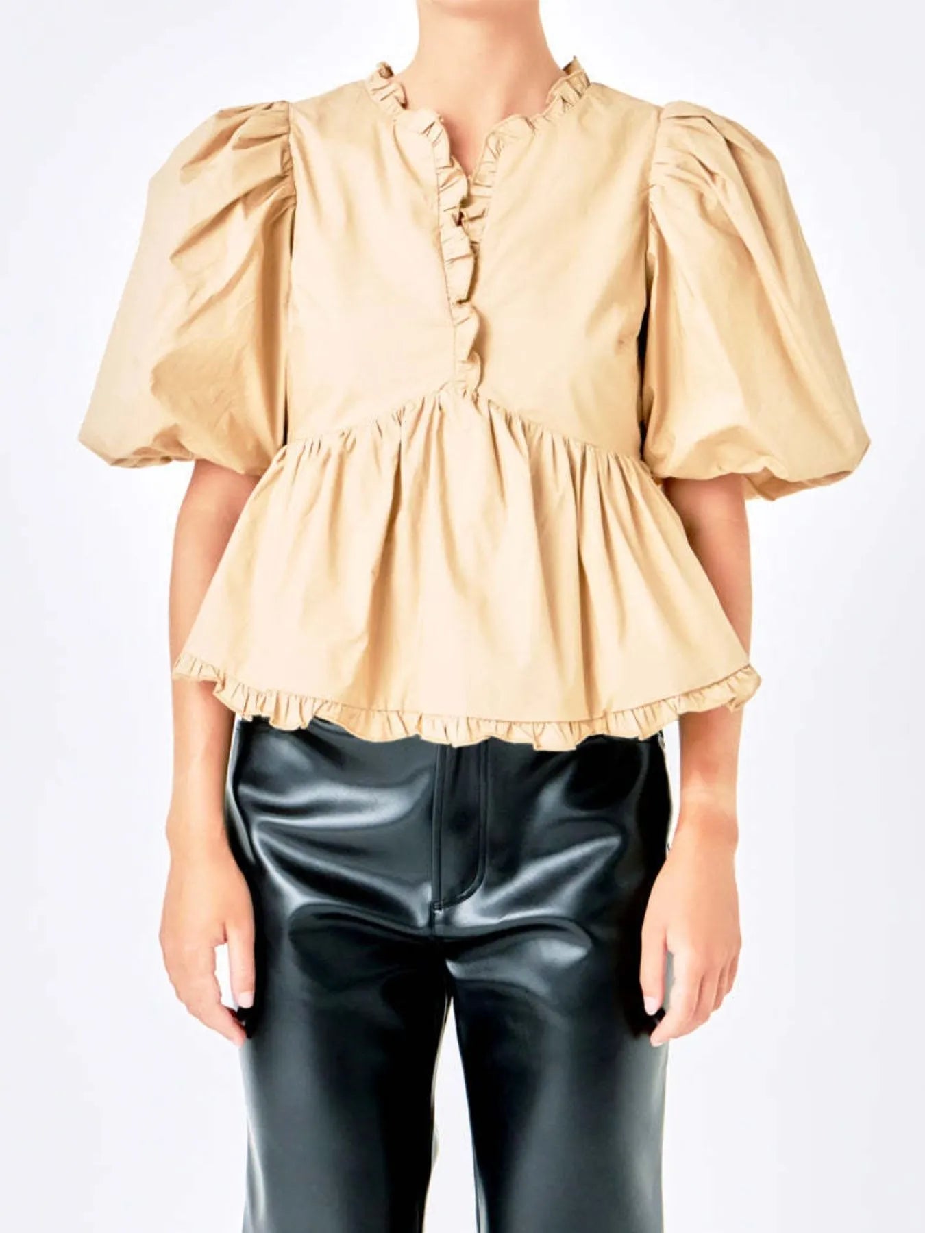 Puff Sleeve Peplum Blouse – Charming Charlie