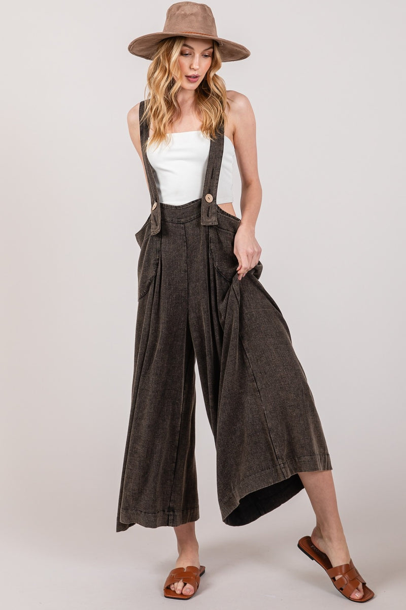 SAGE + FIG Full Size Wide Strap Wide Leg Overalls – Charming Charlie