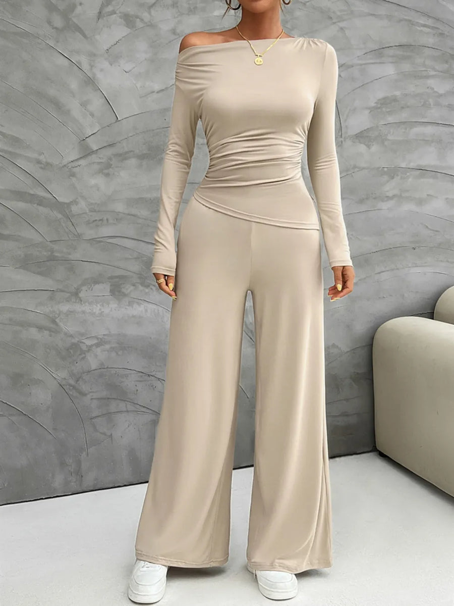 Devine Long Sleeve Top and Wide Leg Pants Set – Charming Charlie