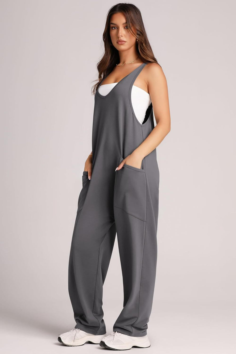 Lovelet V-Neck Wide Strap Overalls – Charming Charlie