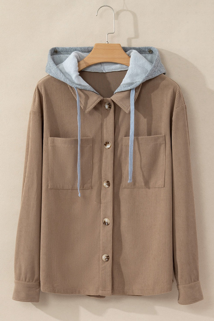 Drawstring Button Up Long Sleeve Hooded Jacket – Charming Charlie