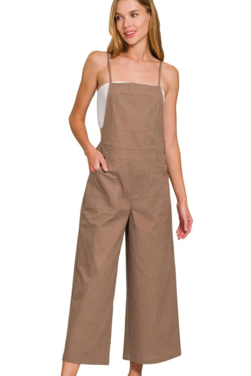 Zenana Woven Spaghetti Strap Overalls – Charming Charlie
