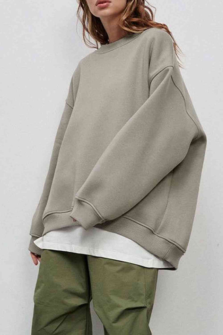 Oversize Round Neck Dropped Shoulder Sweatshirt – Charming Charlie