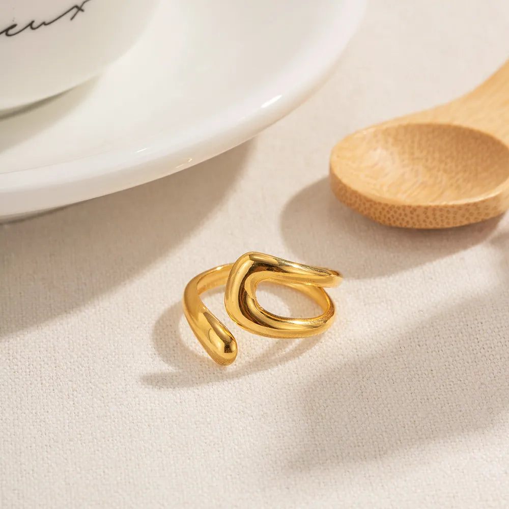 18K Gold-Plated Geometric Gold Twisted Open Ring – Charming Charlie
