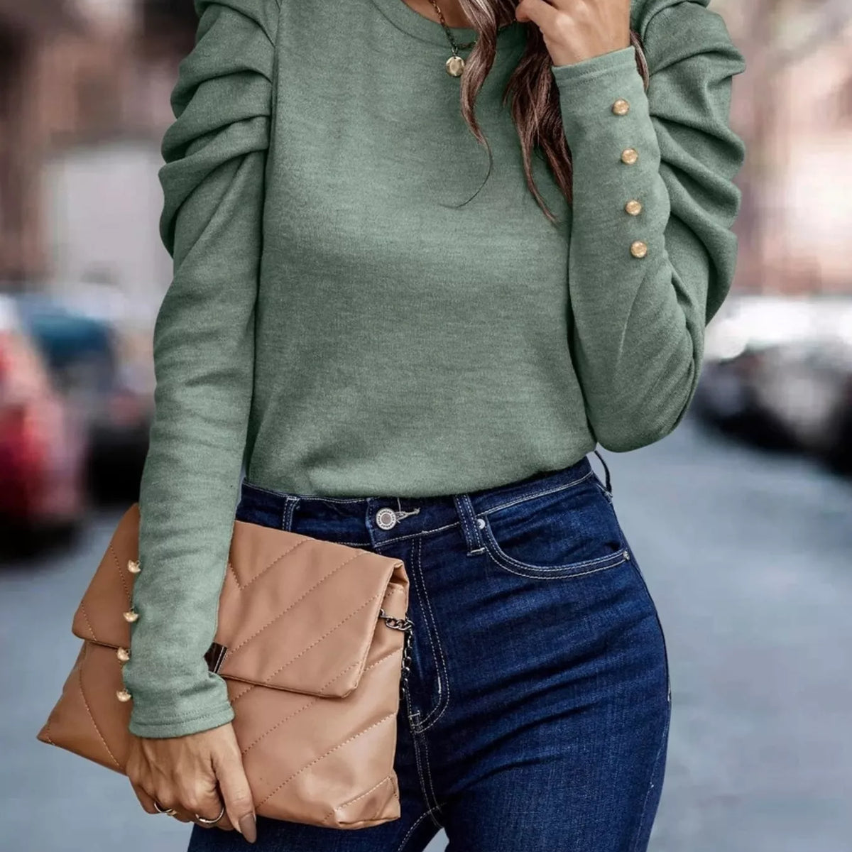 Puff Sleeve Round Neck T-Shirt – Charming Charlie