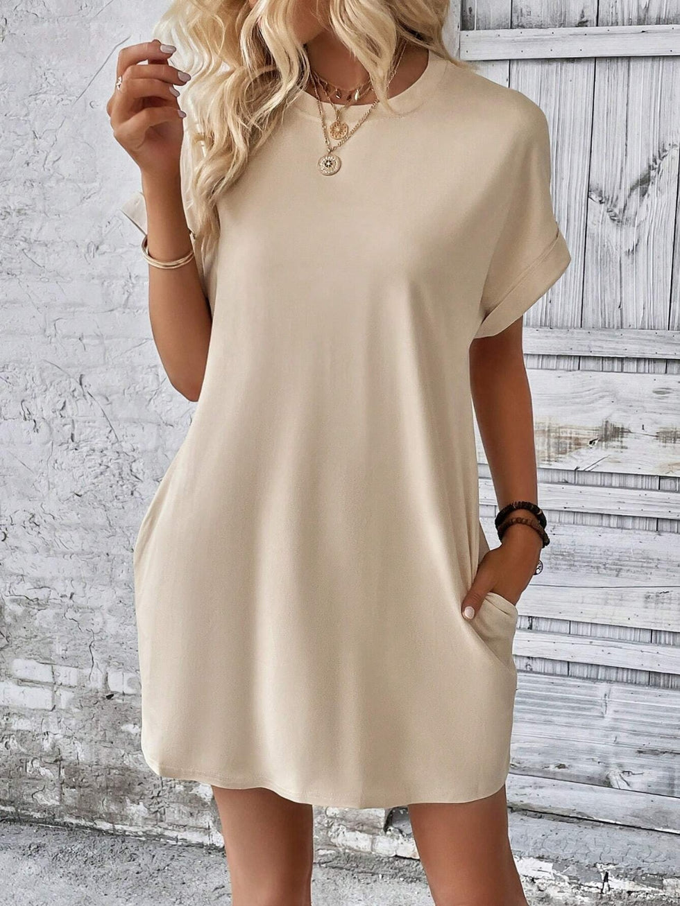 Round Neck Short Sleeve Mini Dress – Charming Charlie