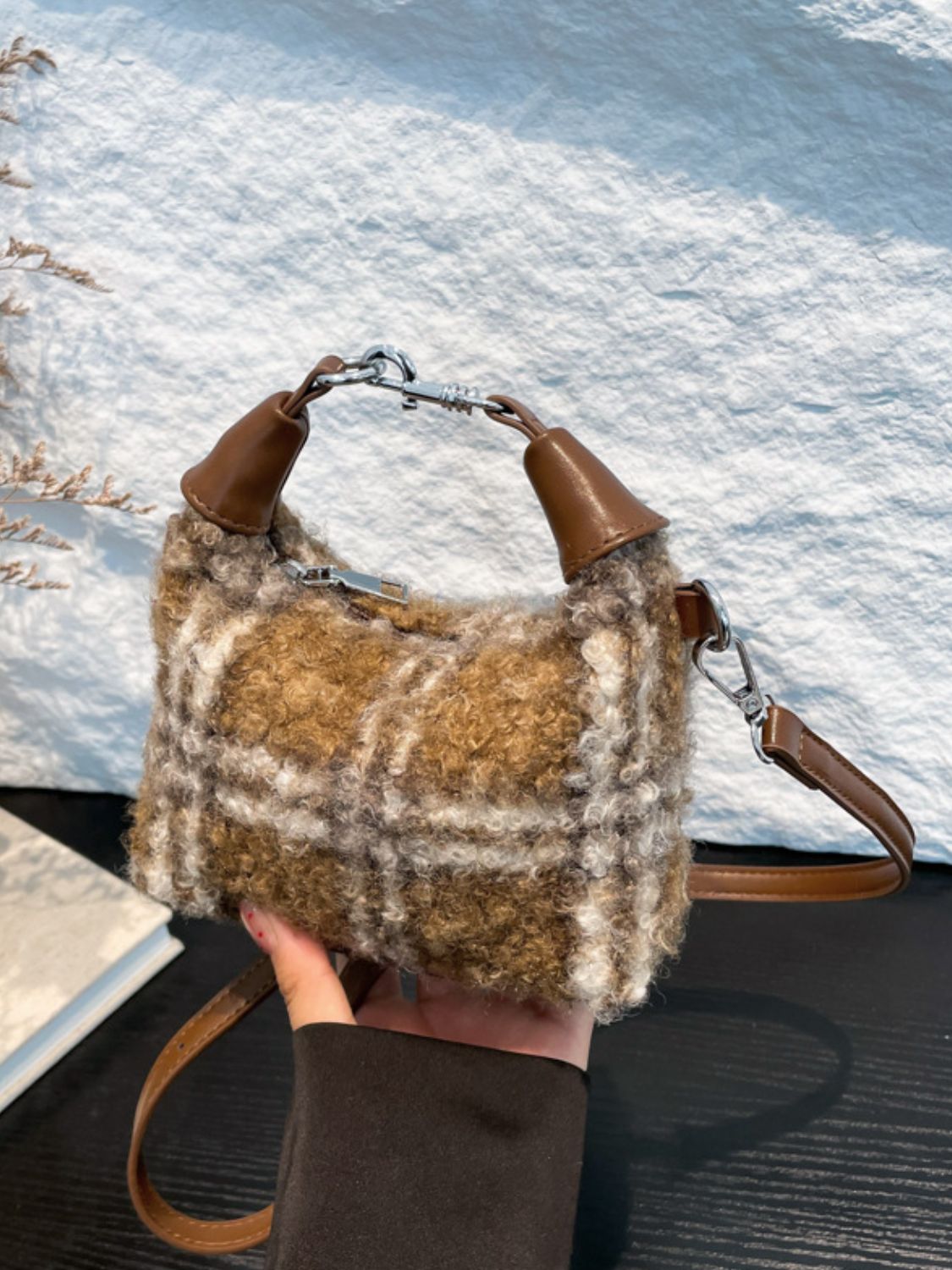 Fuzzy Polyester Mini Handbag with Zipper – Charming Charlie