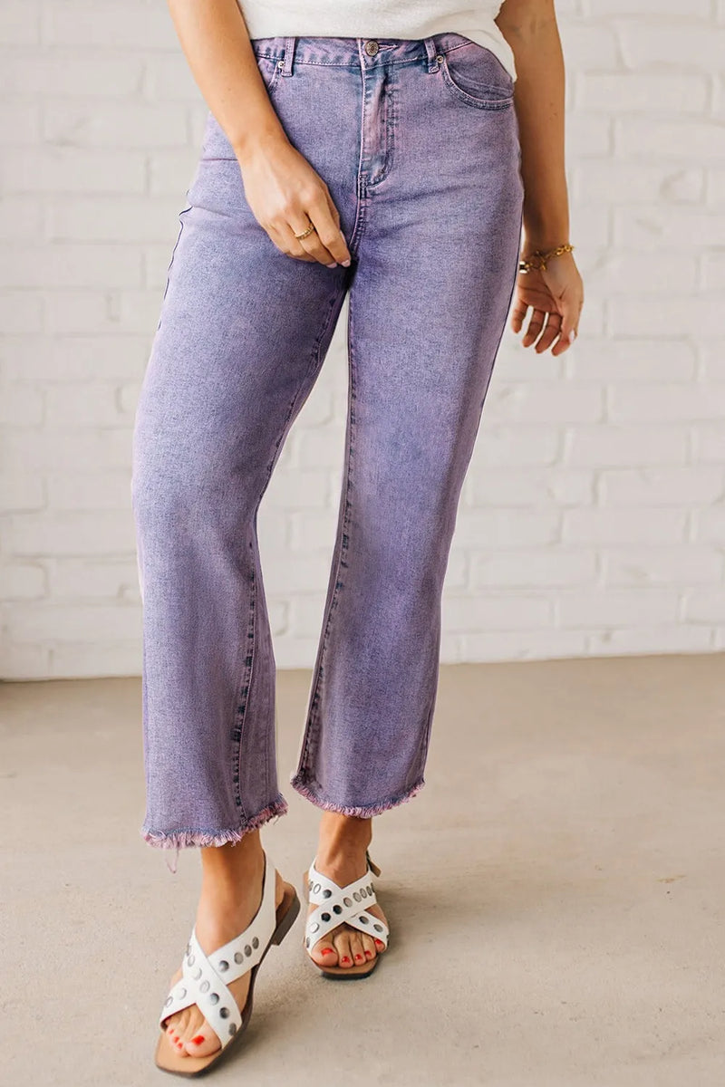 Washed Raw Hem Cropped Jeans – Charming Charlie