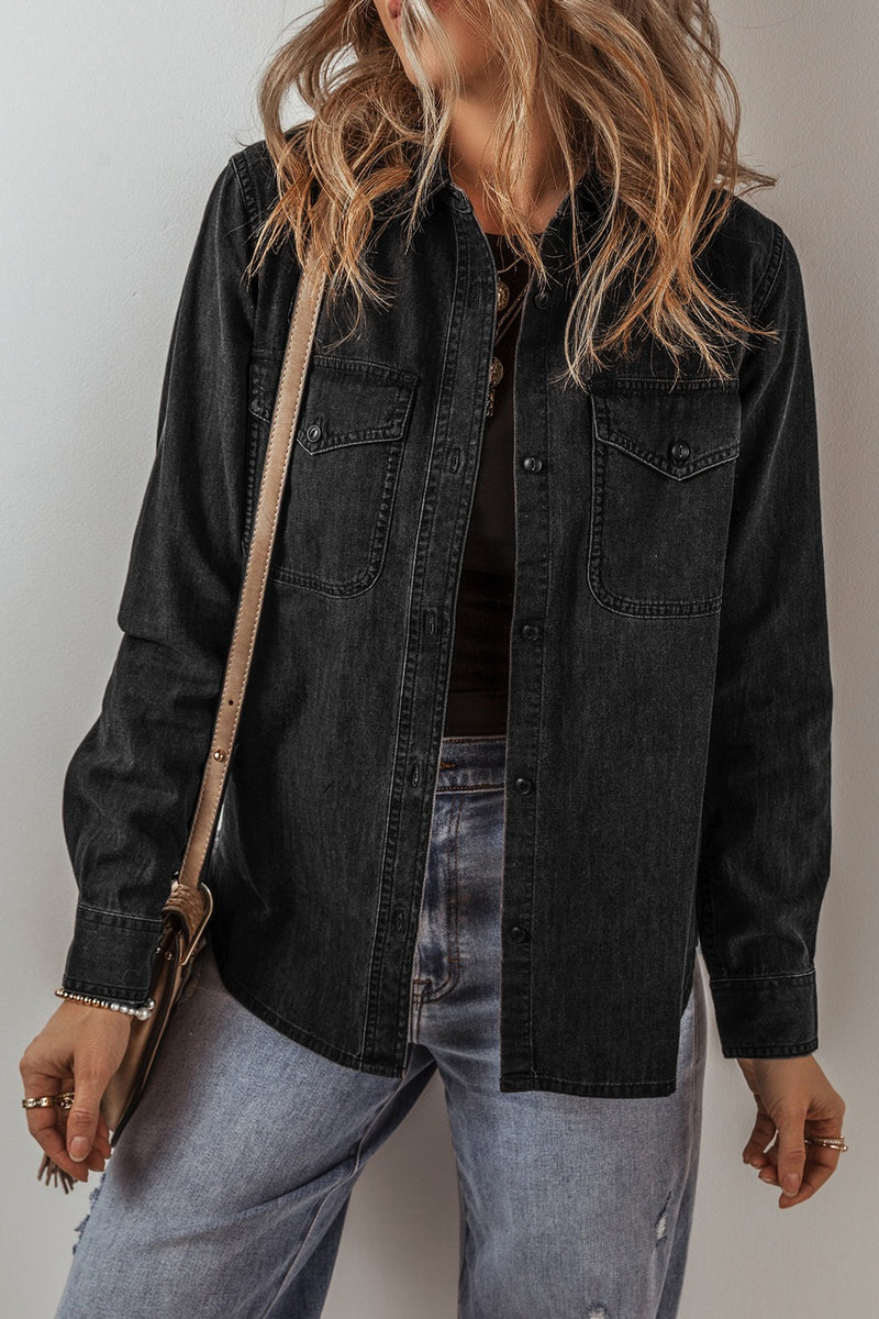 Button Up Long Sleeve Denim Jacket – Charming Charlie