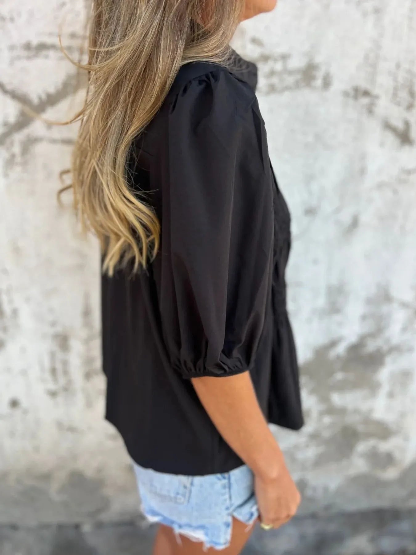 Full Size Smocked Puff Sleeve Blouse Plus Size – Charming Charlie