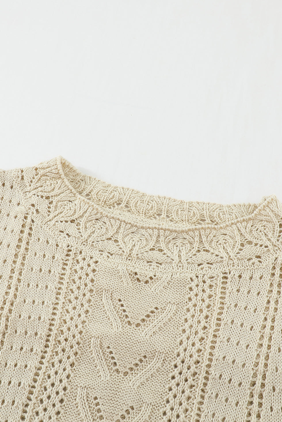 Openwork Round Neck Long Sleeve Sweater – Charming Charlie