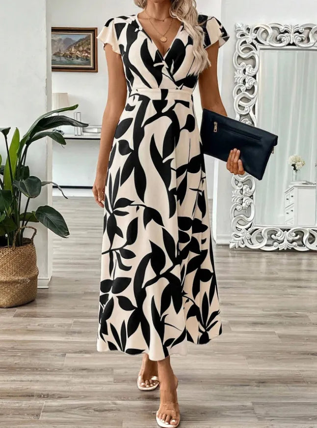 Printed Surplice Wrap Midi Dress – Charming Charlie