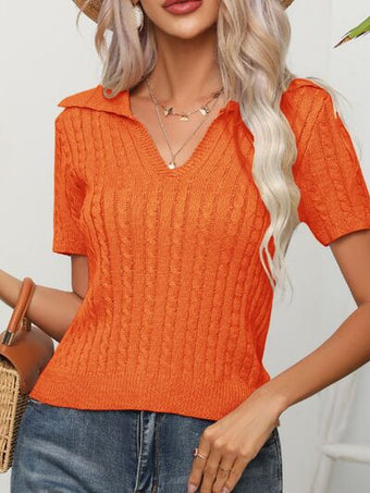 Cable Knit Short Sleeve Top – Charming Charlie
