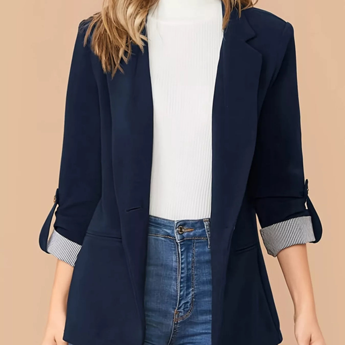One Button Roll-Up Sleeve Blazer – Charming Charlie