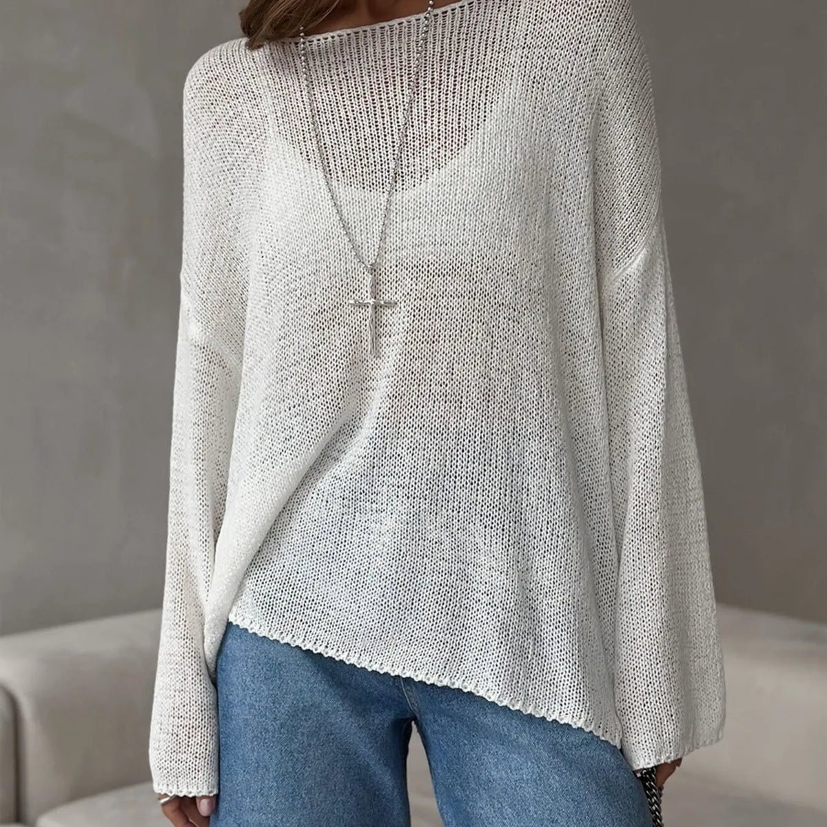Boat Neck Knit Cover Up with Relaxed Fit – Charming Charlie