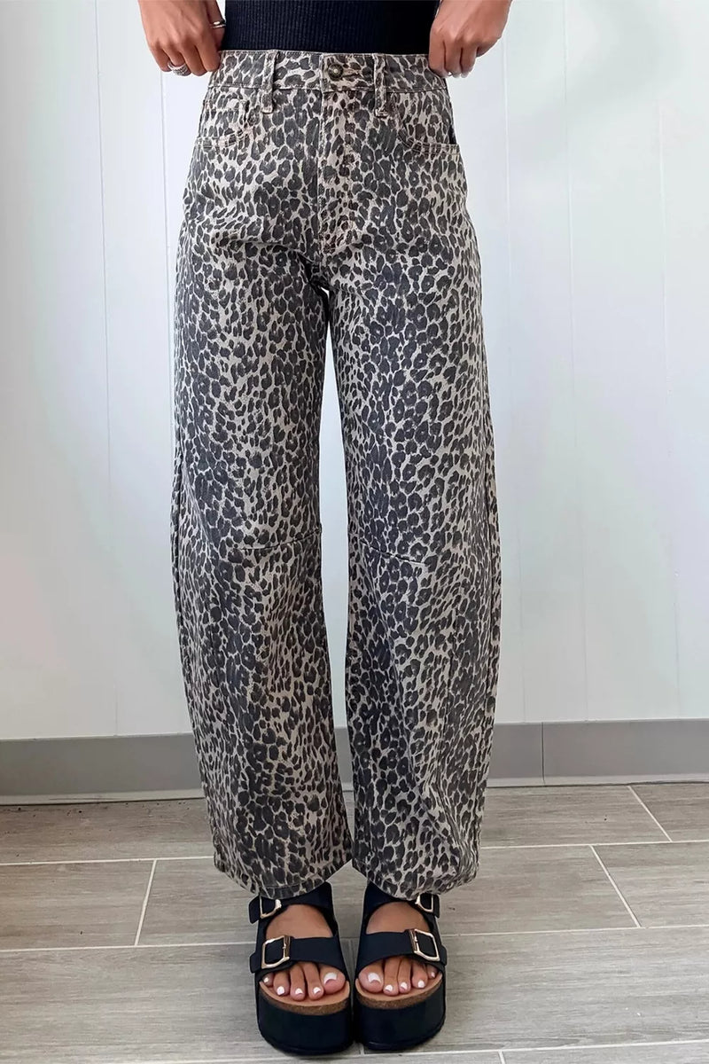 Leopard Print High Waist Barrel Jeans – Charming Charlie