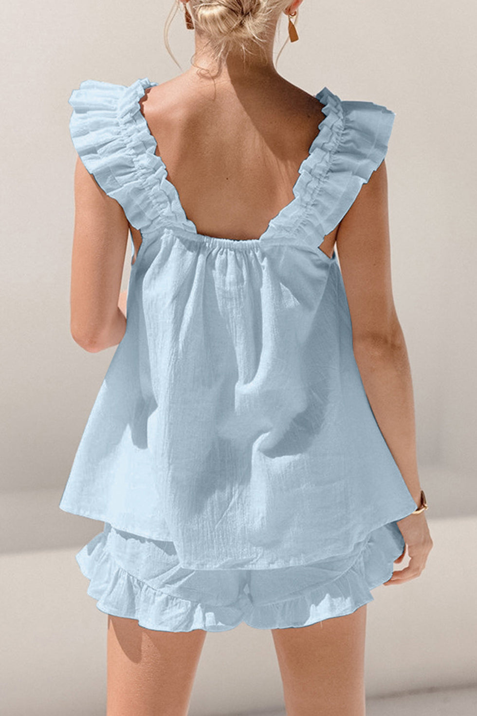 Ruffled Square Neck Top and Shorts Set – Charming Charlie