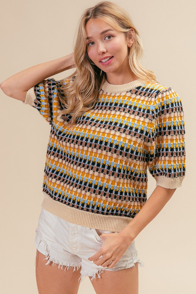 BiBi Multi Color Half Sleeve Sweater – Charming Charlie