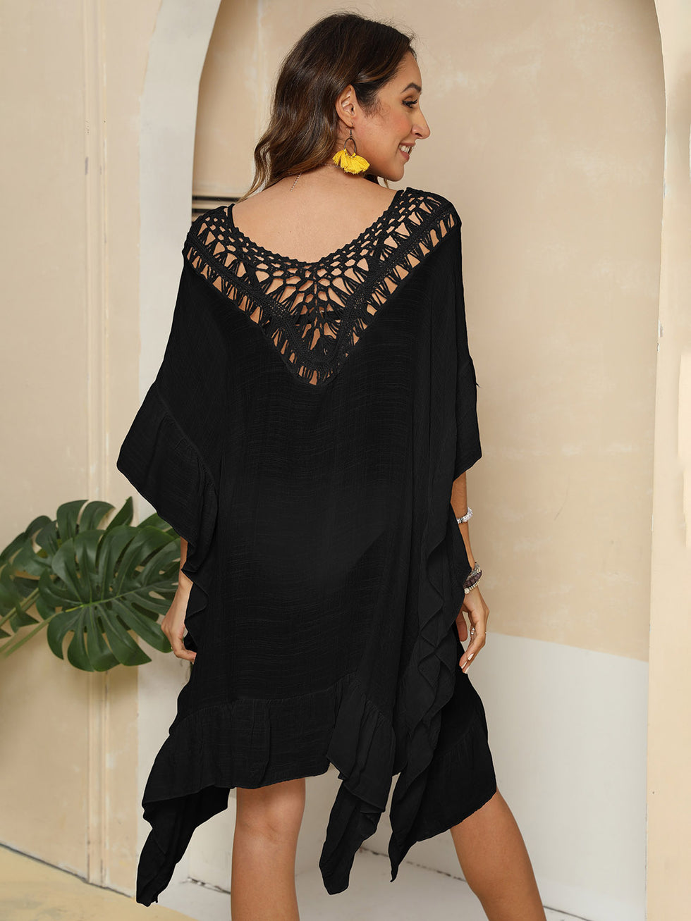 Cutout Ruffled Half Sleeve Cover-Up – Charming Charlie