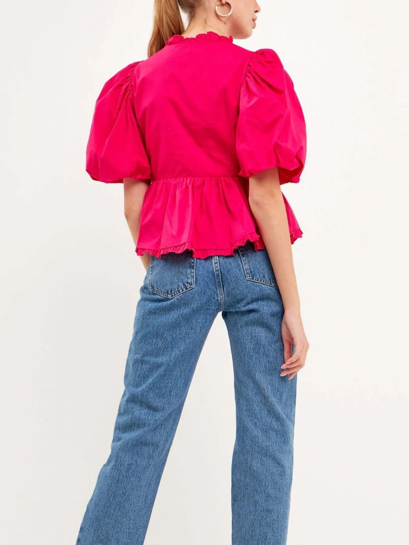 Puff Sleeve Peplum Blouse – Charming Charlie
