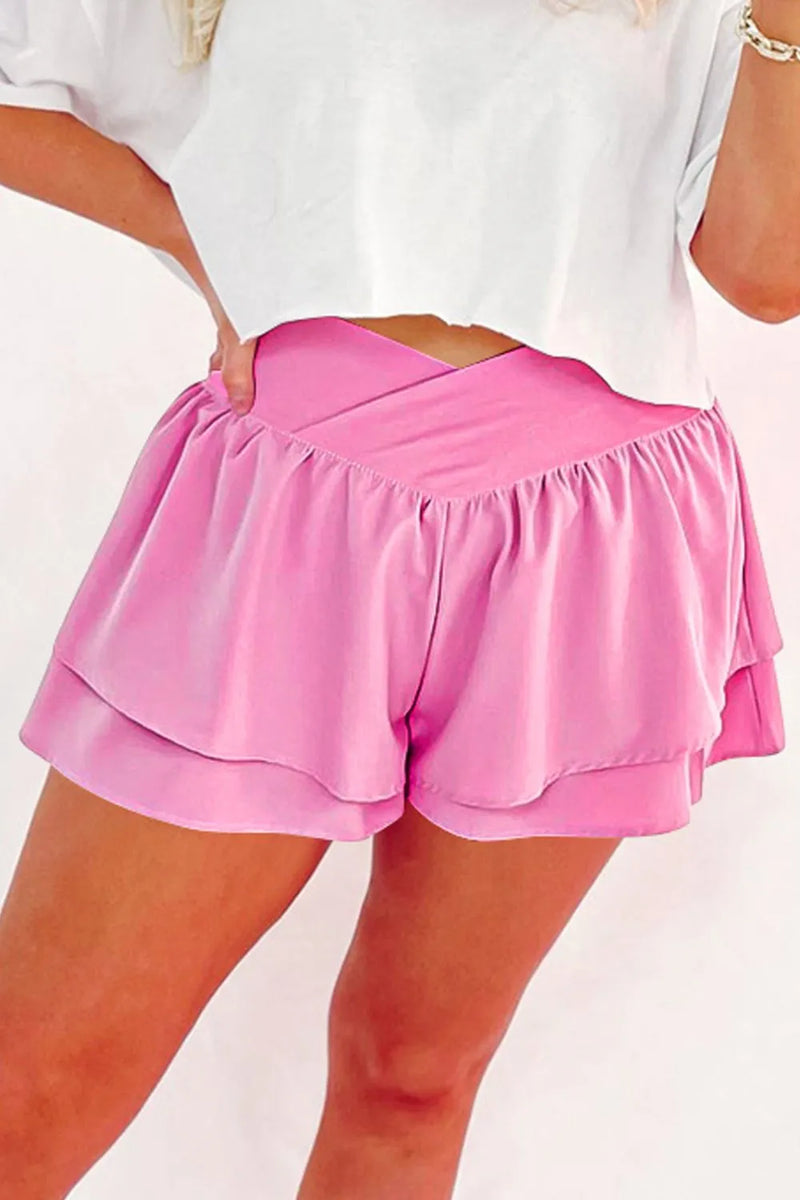 Ruffled Layered Asymmetrical Waist Shorts – Charming Charlie