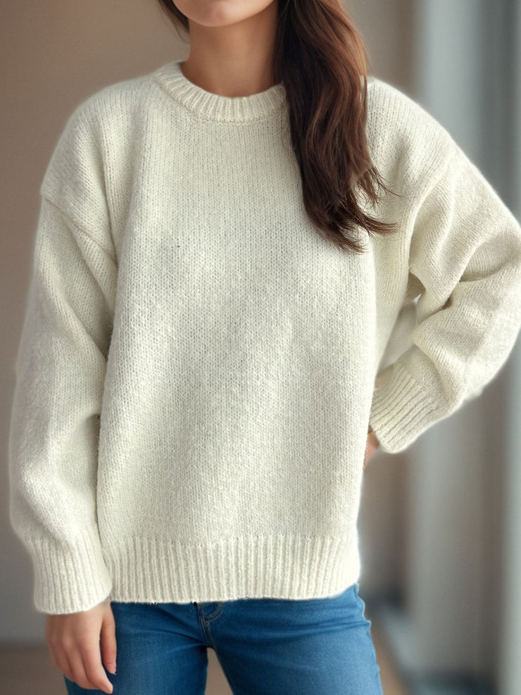 Round Neck Long Sleeve Sweater – Charming Charlie