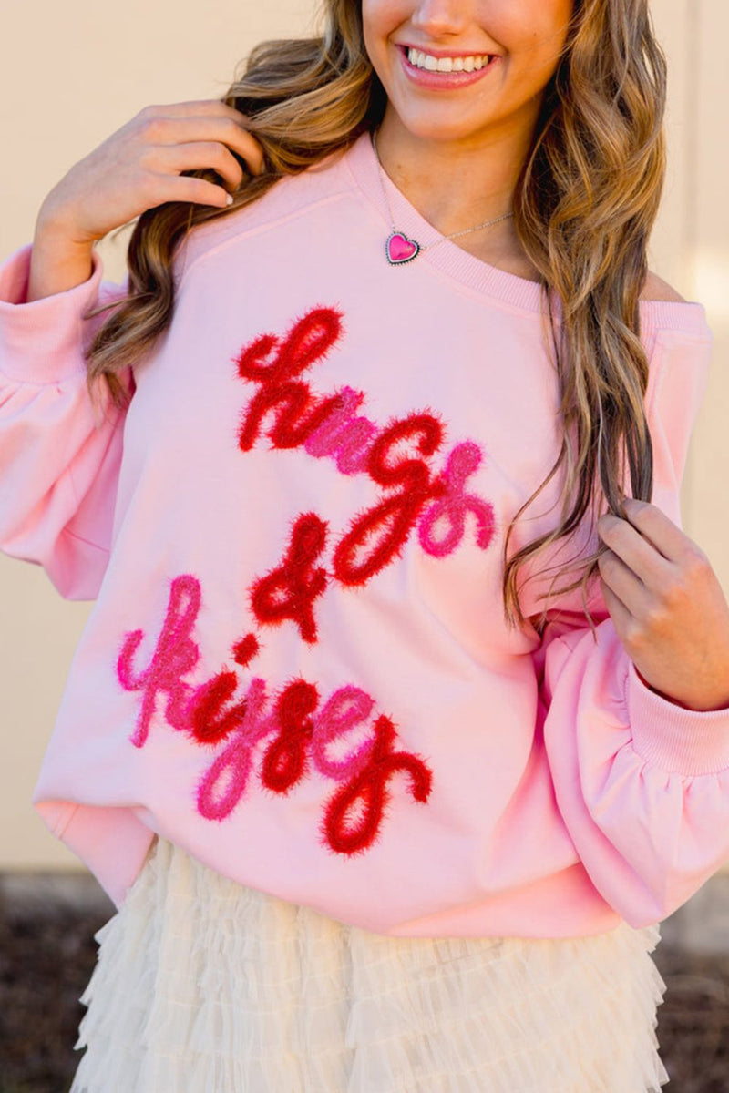 Valentine’s Day HUG AND KISSES Round Neck Sweatshirt – Charming Charlie
