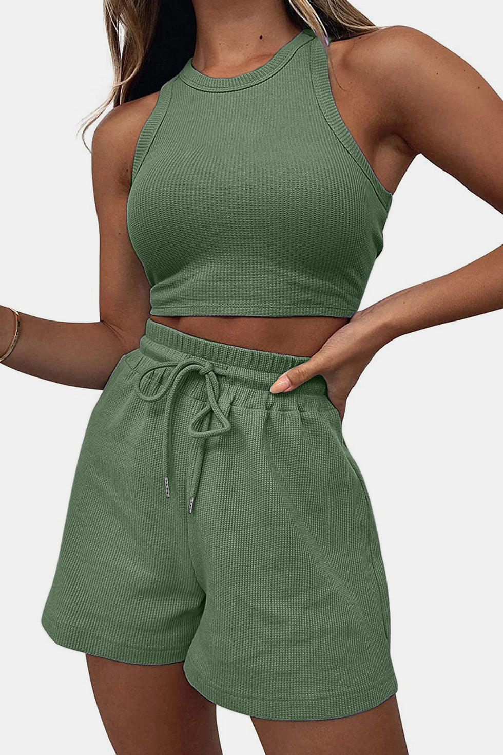 Round Neck Top and Drawstring Shorts Set – Charming Charlie