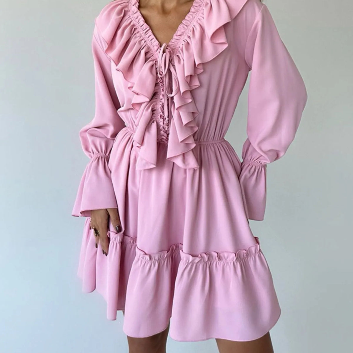 Ruffle Flounce Sleeve Mini Dress – Charming Charlie