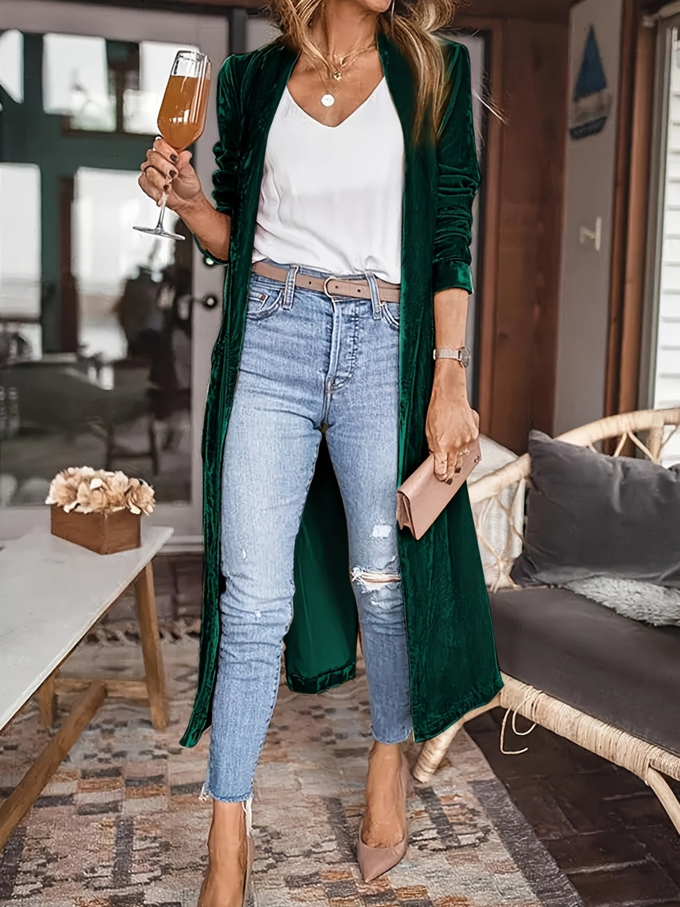 Open Front Long Sleeve Coat – Charming Charlie
