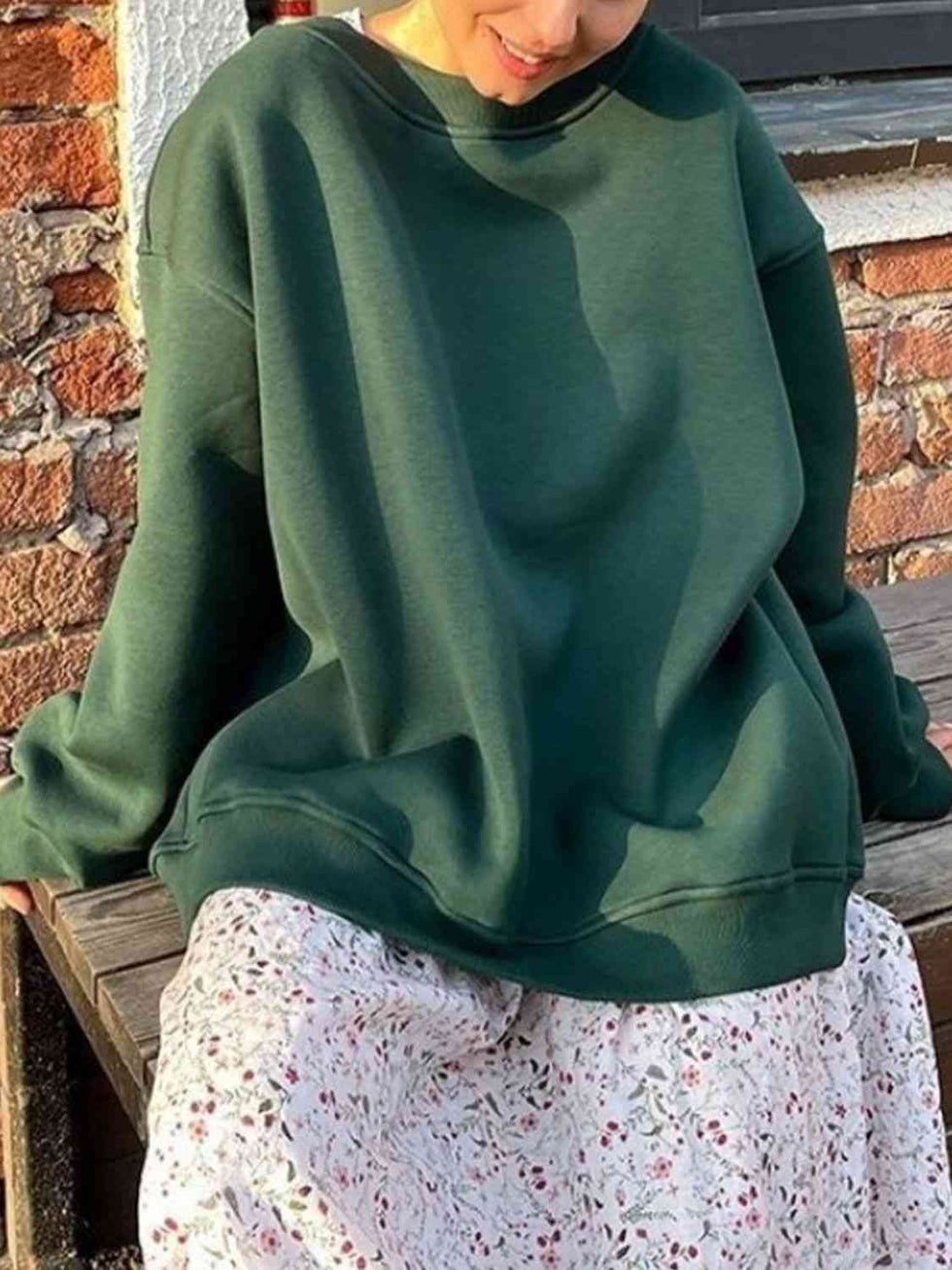 Oversize Round Neck Dropped Shoulder Sweatshirt – Charming Charlie