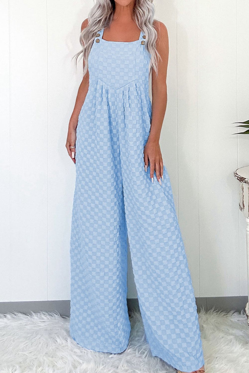 Checkered Pocketed Wide Leg Overalls – Charming Charlie