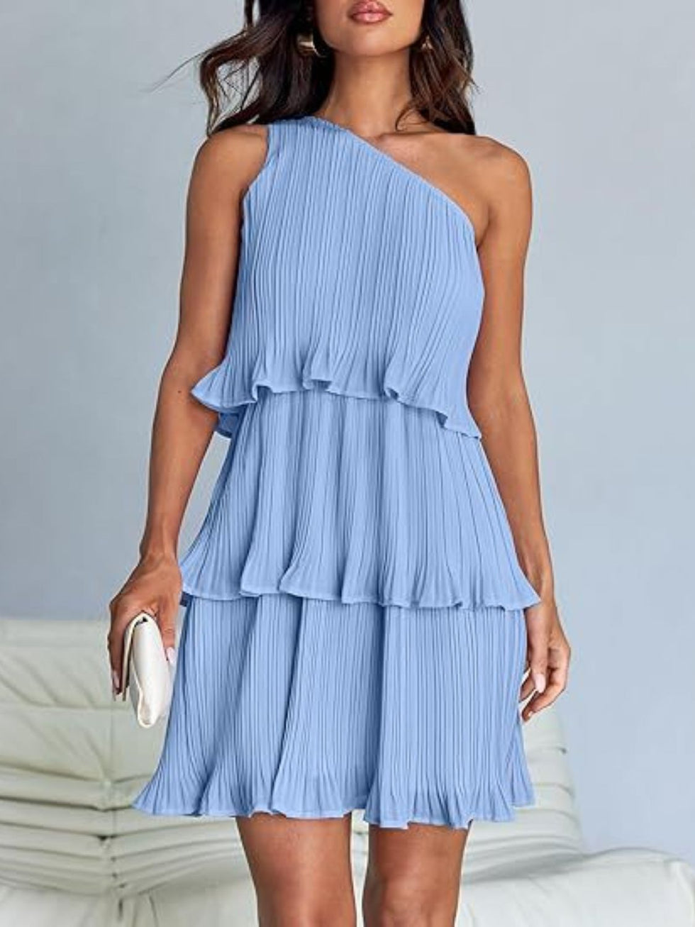 Layered Single Shoulder Mini Dress – Charming Charlie