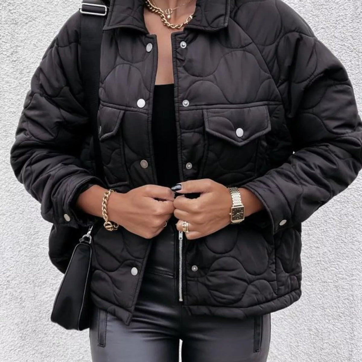 Quilted Snap-Down Casual Jacket – Charming Charlie