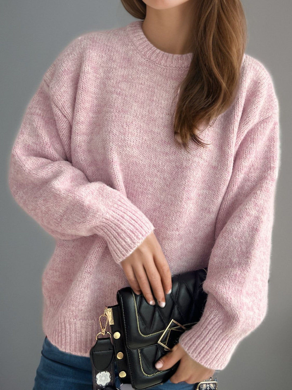 Round Neck Long Sleeve Sweater – Charming Charlie