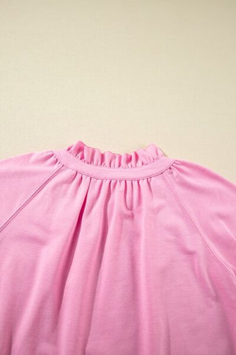 Half Zip Puff Sleeve Top and Ruffled Shorts Set – Charming Charlie