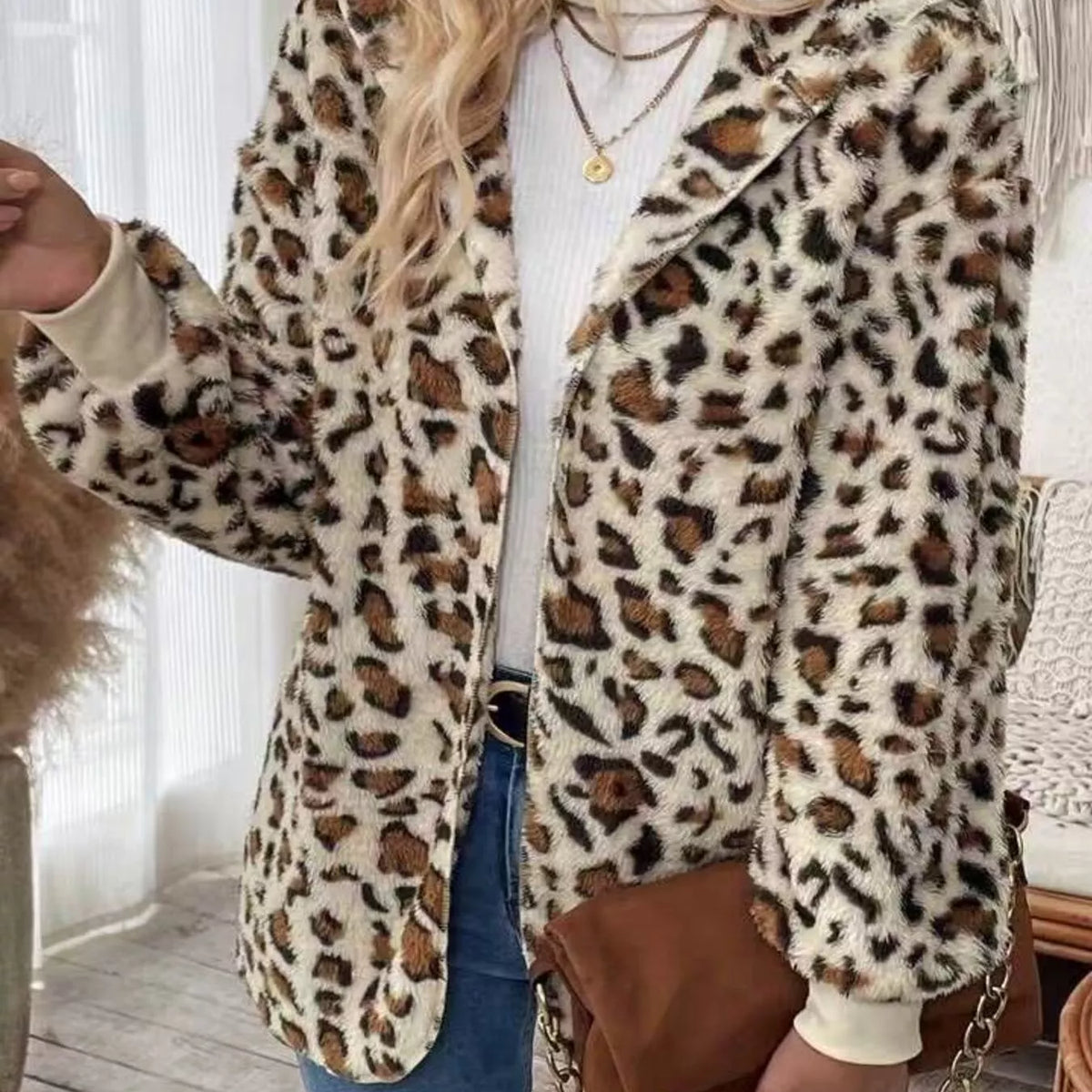 Leopard Print Fuzzy Zip Up Outerwear – Charming Charlie