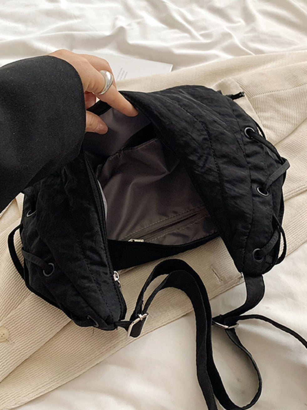 Lace-Up Polyester Crossbody Bag – Charming Charlie