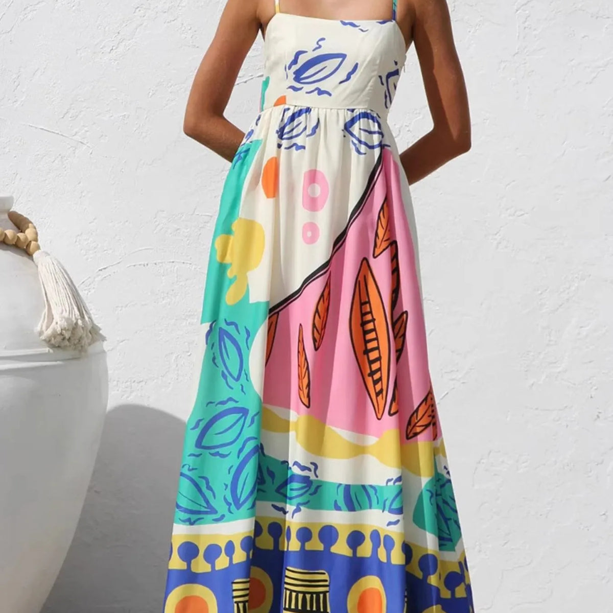 Printed Square Neck Maxi Cami Dress – Charming Charlie