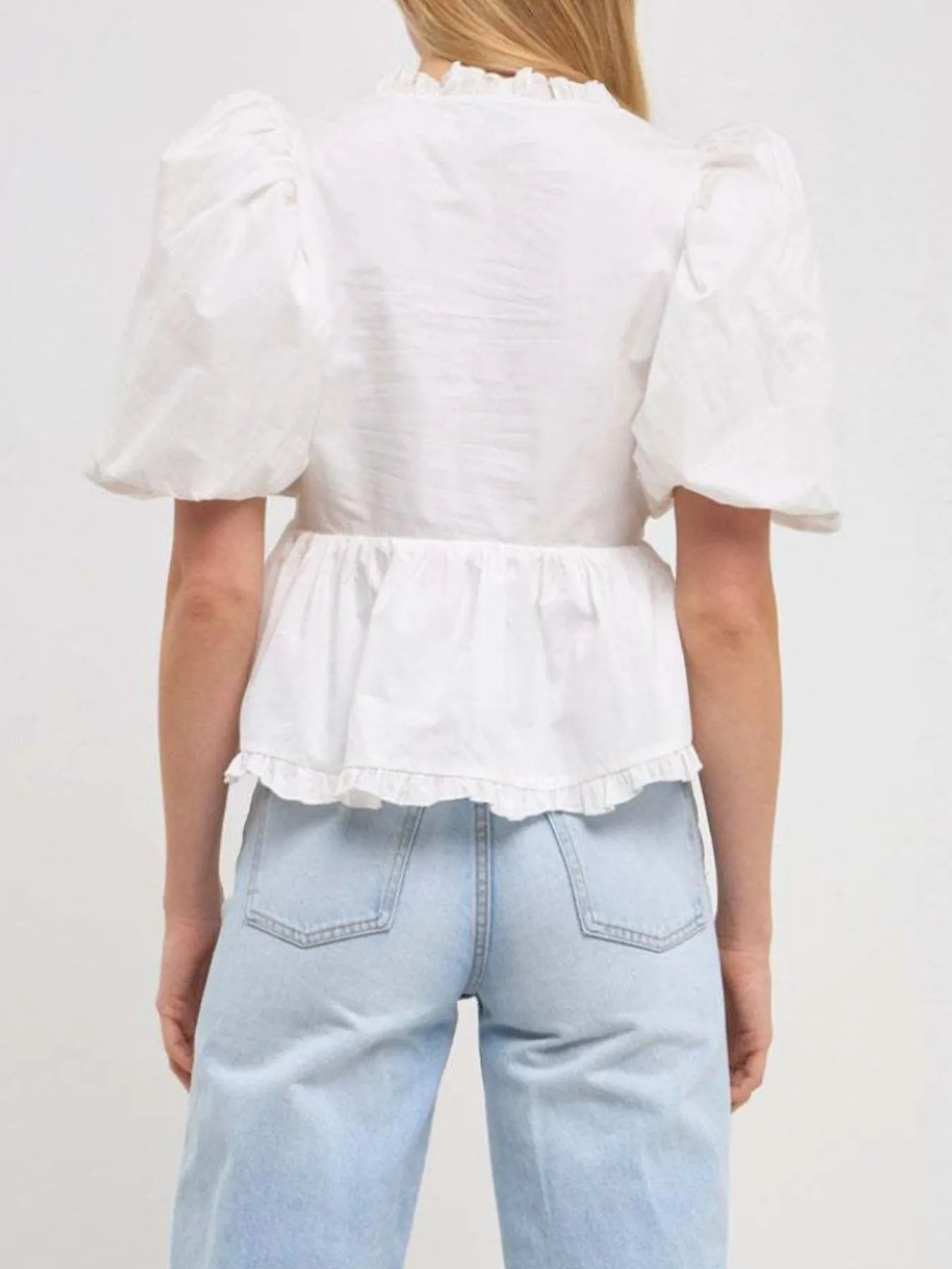 Puff Sleeve Peplum Blouse – Charming Charlie
