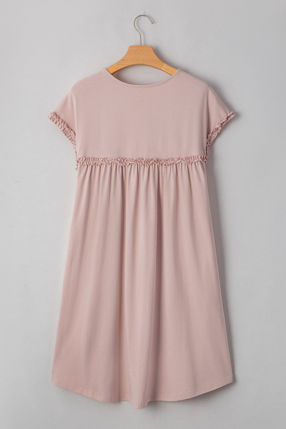 Frilled Trim Crew Neck Cap Sleeve Loose Fit Mini Dress – Charming Charlie