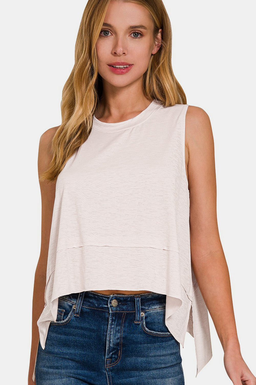 Zenana Slit High-Low Round Neck Tank – Charming Charlie