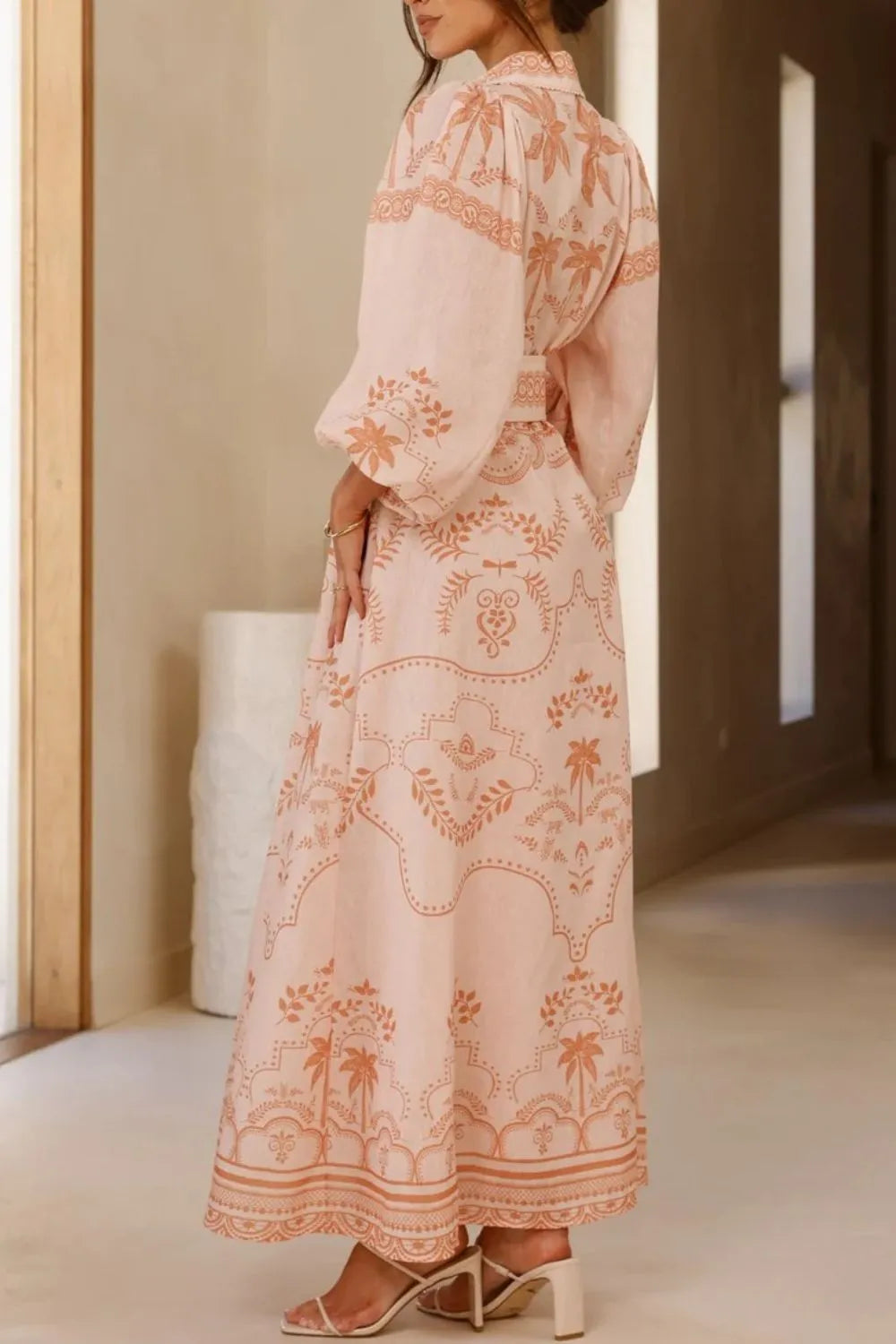 Printed Balloon Sleeve Maxi Shirt Dress – Charming Charlie