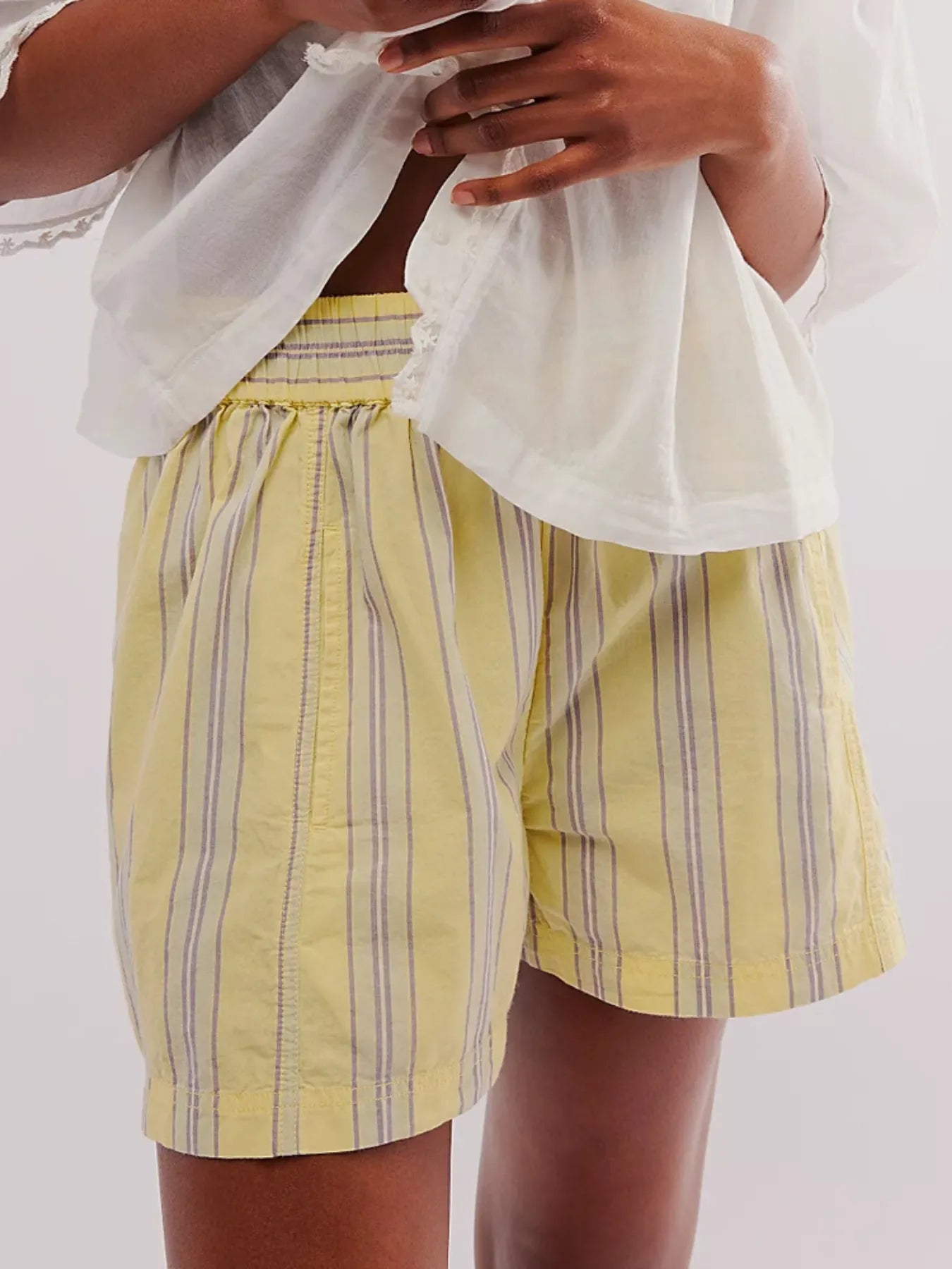 Striped High-Waist Linen Blend Summer Shorts – Charming Charlie