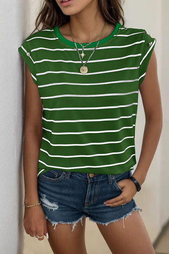 Decorative Button Round Neck T-Shirt – Charming Charlie